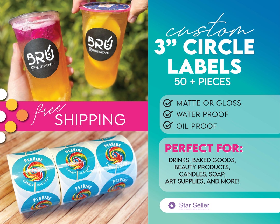 3 Inch Circle Labels - Custom Stickers With Your Image - FREE SHIPPING ...