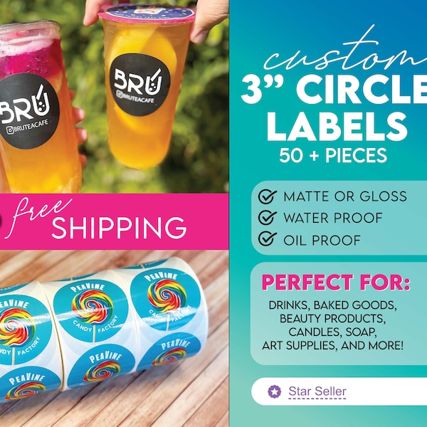 3 Custom Circle Stickers - Etsy
