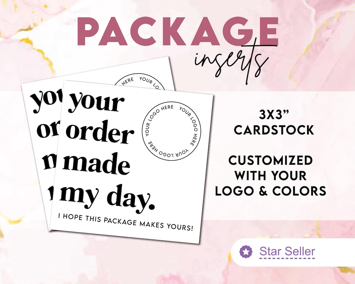 Package Inserts - Your Order Made My Day | 3x3" Printed With Your Logo ...