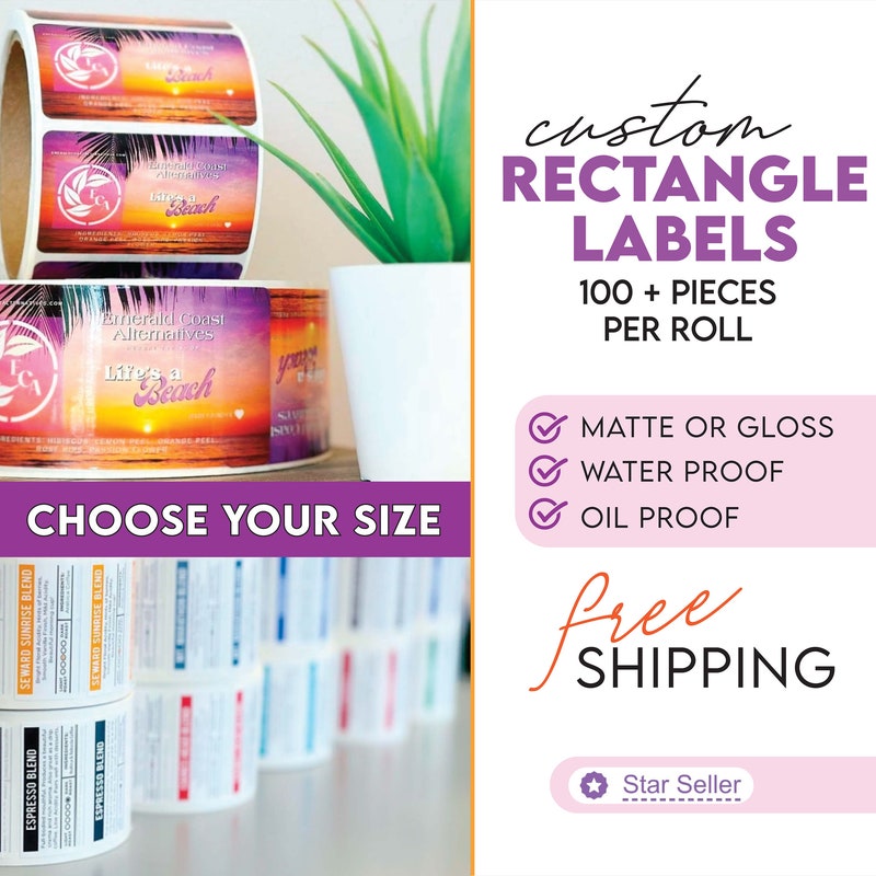 Custom Rectangle Labels Roll - Etsy