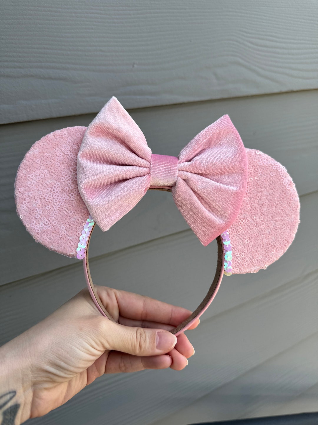 Pink Sequin Ears, Pink Sparkle Mouse Ears, Pink Sequin Mickey Ears ...