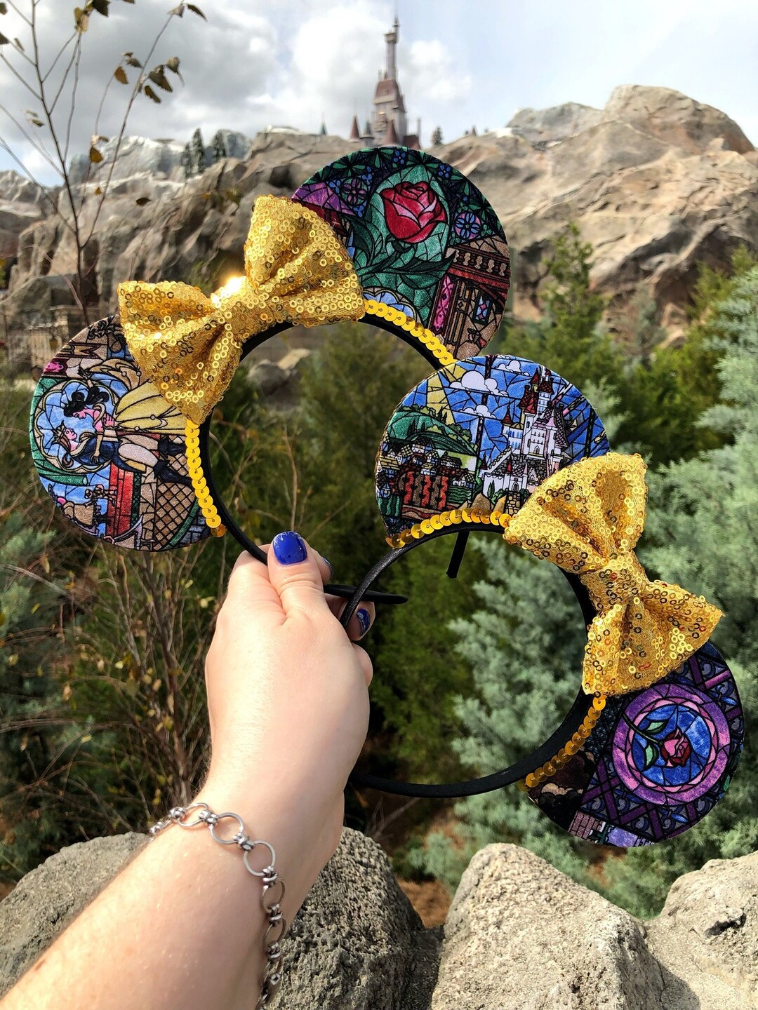 Beauty and the Beast Ears, Stained Glass Ears, Belle Ears, Belle Mouse ...