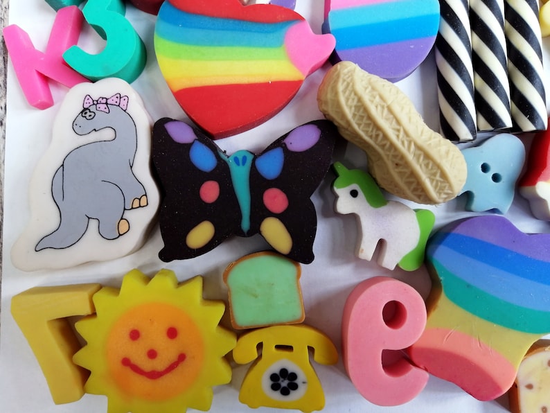 Vintage Eraser Lot / Collection of 1980 / 74 Items - Etsy