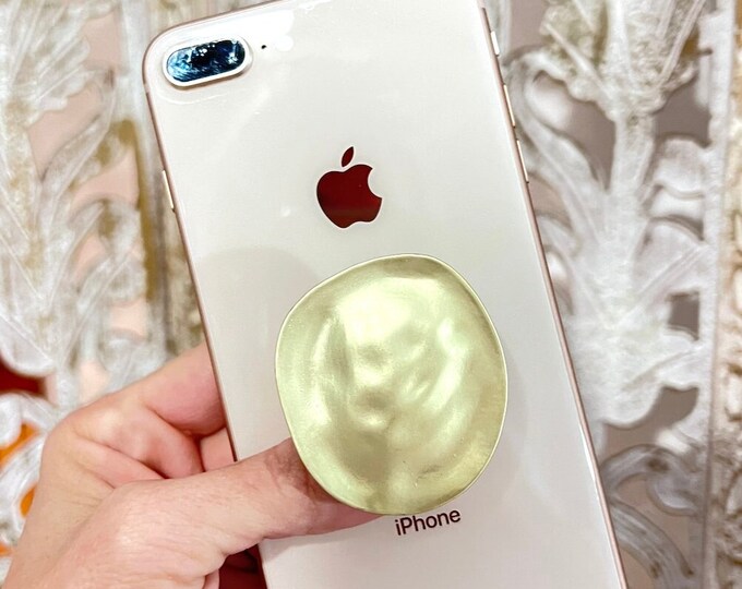 Matte Gold Phone Grip, Gold Aesthetic Phone Stand, Brushed Hammered ...