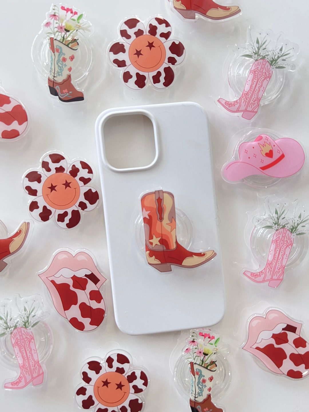 Pink Coastal Cowgirl Phone Grip Southwestern Rodeo Western cowboy Boots ...