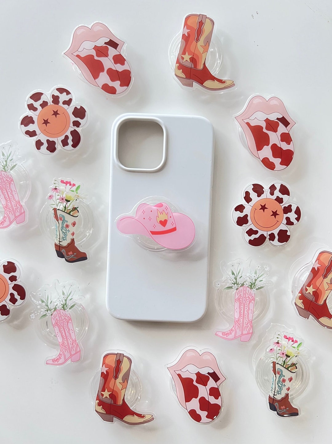 Pink Coastal Cowgirl Phone Grip Southwestern Rodeo Western cowboy Boots ...