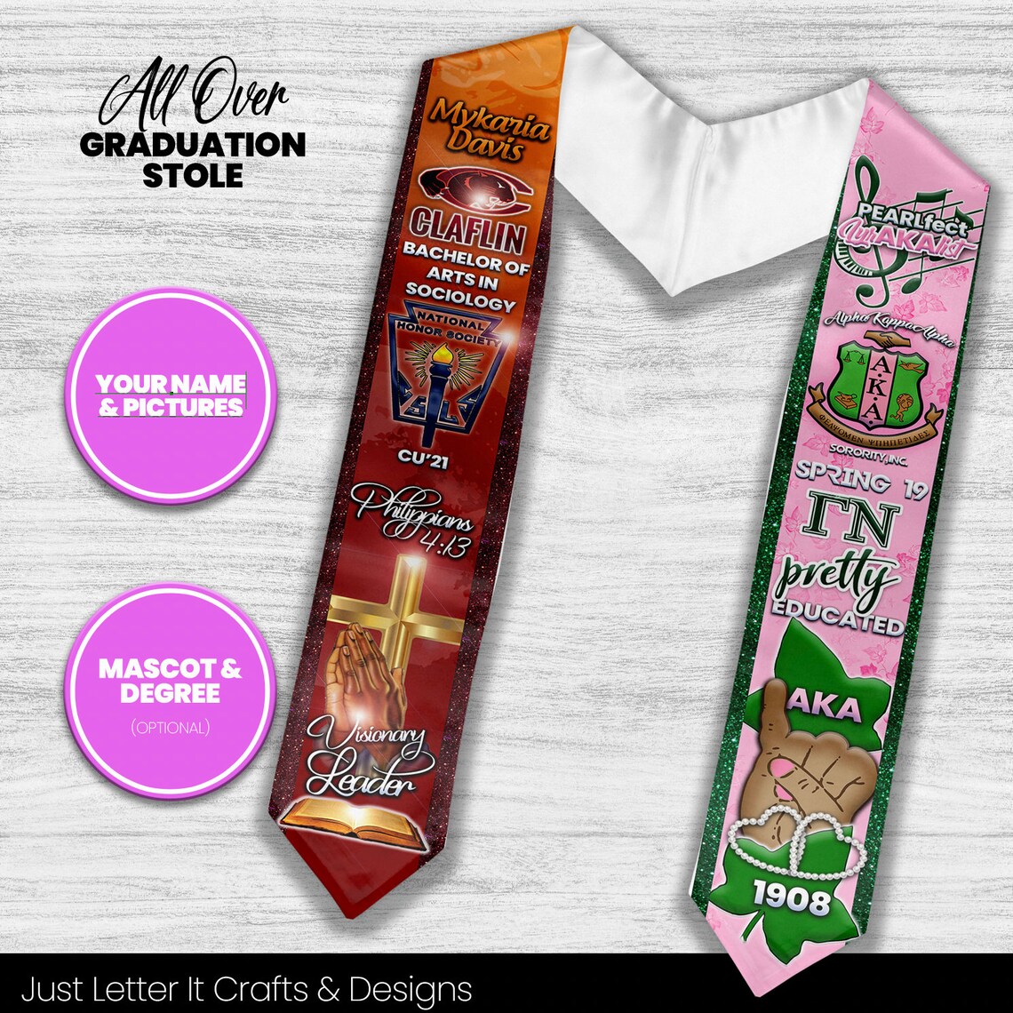 Alpha Kappa Alpha, Soror,aka Graduation Stoles,class of 2025,grad ...