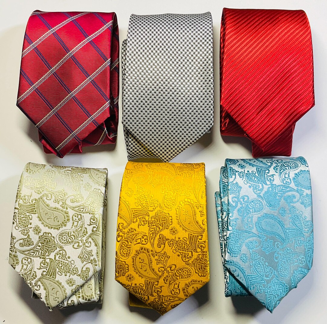 Men's Silk 8cm Necktie Striped, Dotted, Floral Jacquard Weave Neck Ties ...