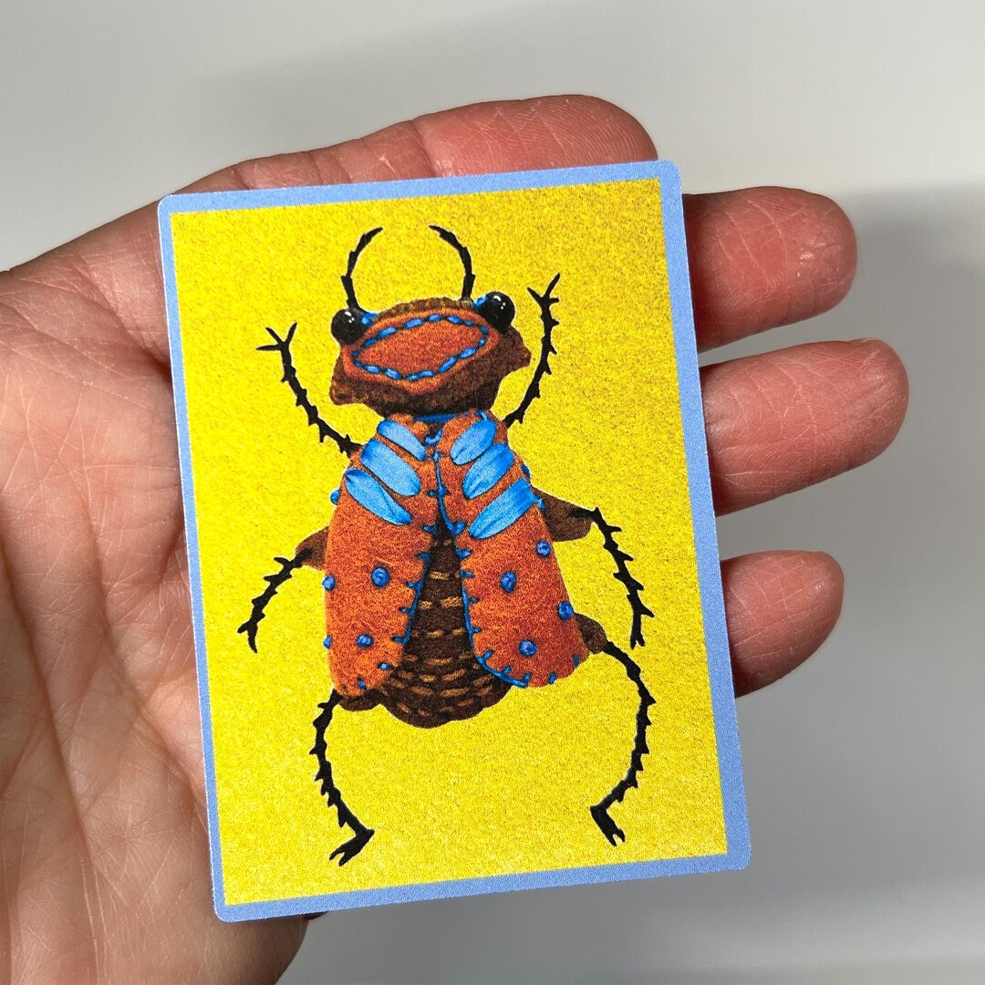 Ribboned Beetle Sticker, Appliqué Beetle Art Sticker, Embroidered Bug ...