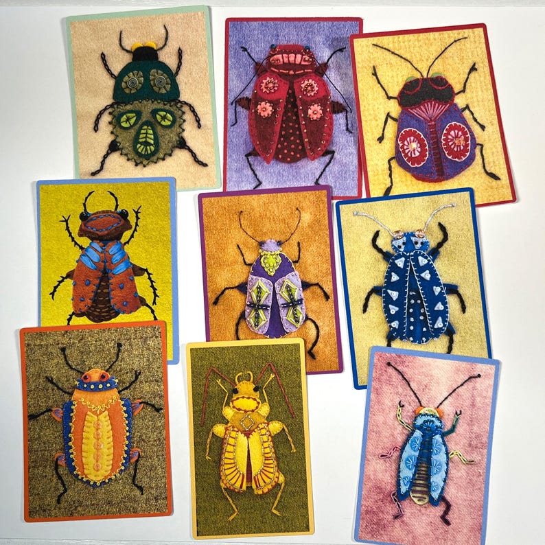 Blue Beetle Sticker, Appliqué Beetle Art Sticker, Embroidered Blue Bug ...