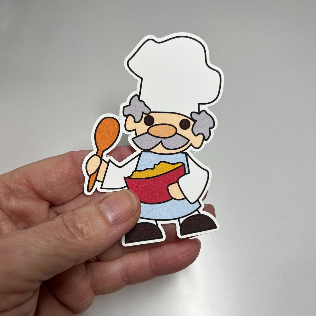 Set of 4 Chef Stickers, Comical, Whimsical Chef Stickers, Set of 4 ...