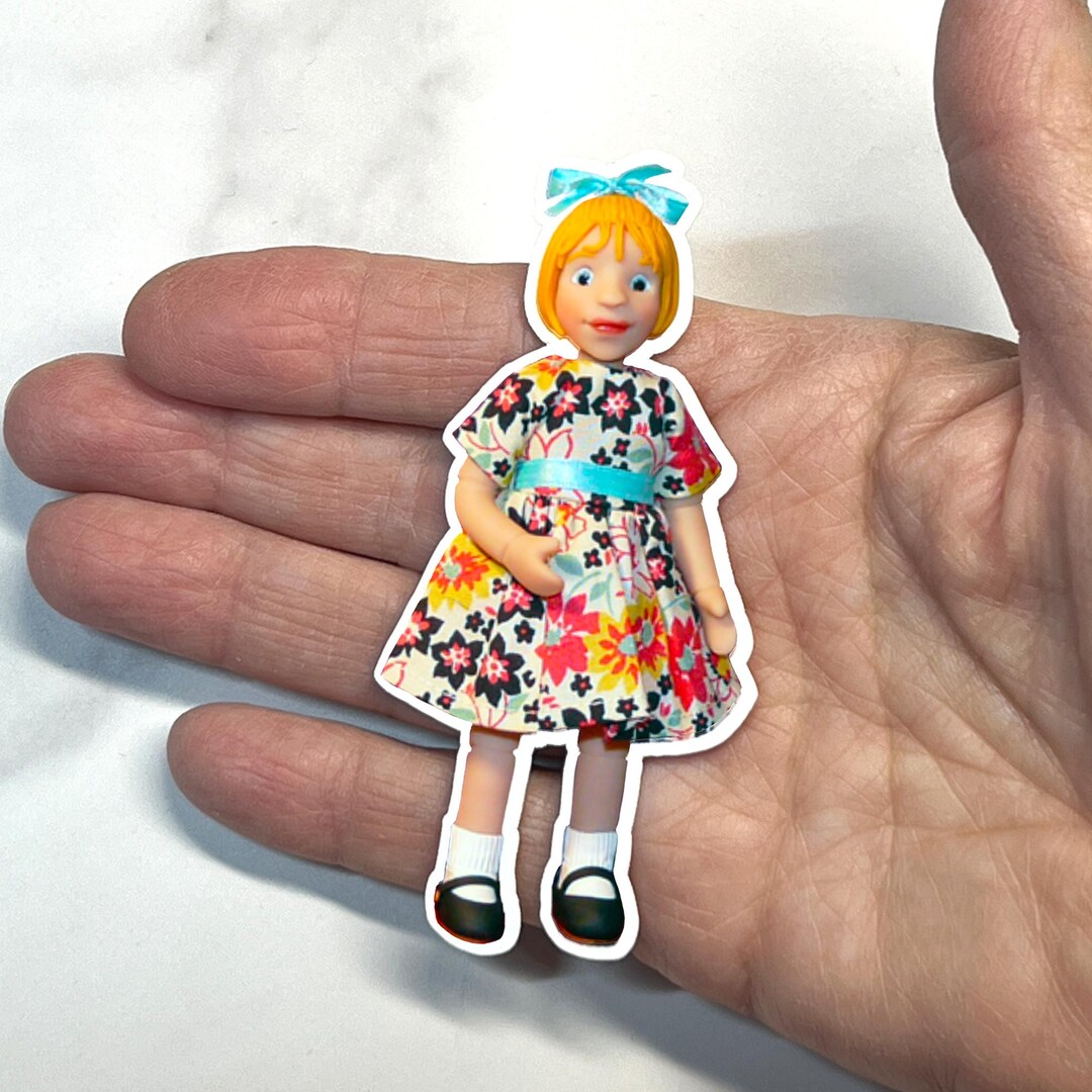 Doll Sticker, Little Mo Doll, Miniature Posable Doll Vinyl Sticker for ...