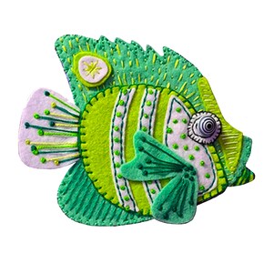 Fish Sticker, Appliqué Green Tropical Fish Art Sticker, Embroidered ...