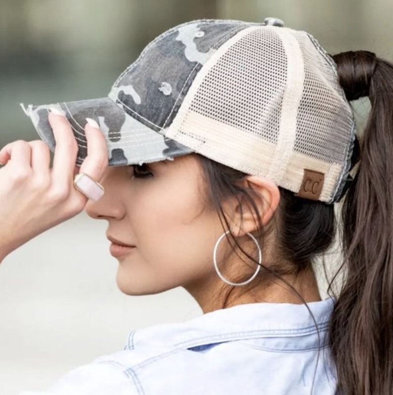 Monogrammed CC Beanie High Ponytail Baseball Cap - Etsy