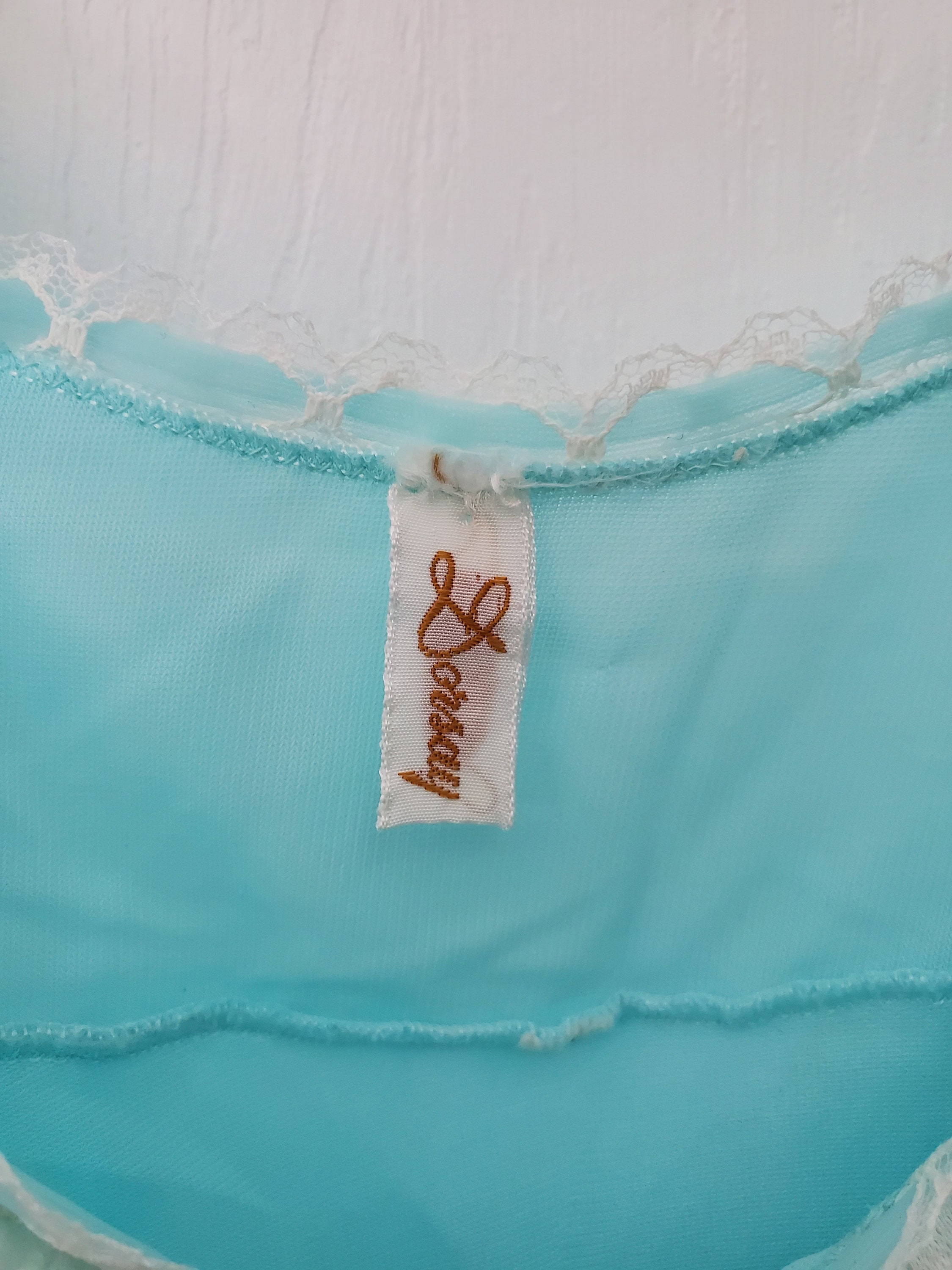 Vintage 60's Nightie, Dorsay Nightgown Turquoise Blue, White Lace, - Etsy