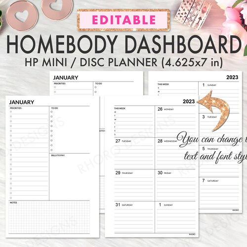 MINI HP // MINIMAL Planner Dashboard Printable Insert // - Etsy