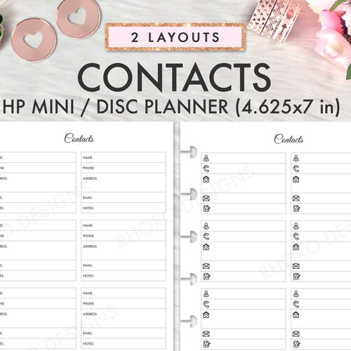 Happy Planner Mini CONTACTS Printable Insert Contact Pages - Etsy