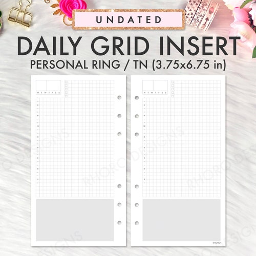 Personal Ring Printable Inserts Hobonichi Grid Daily Personal - Etsy