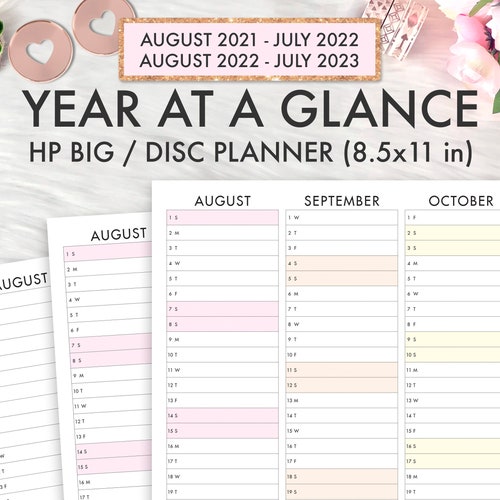 Happy Planner Printable Teacher Planner Year at A Glance 2022 - Etsy