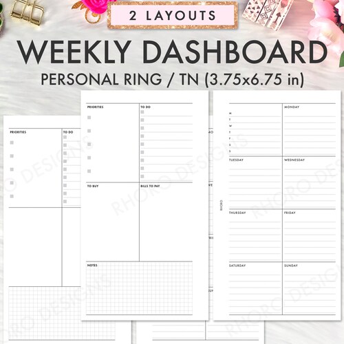 Personal Planner Inserts Weekly Undated Printable Filofax - Etsy