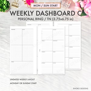 Personal Planner Inserts, Weekly Undated Printable, Filofax Personal ...