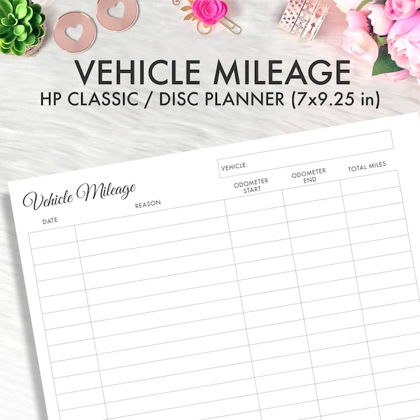 Mileage Log Printable - Etsy