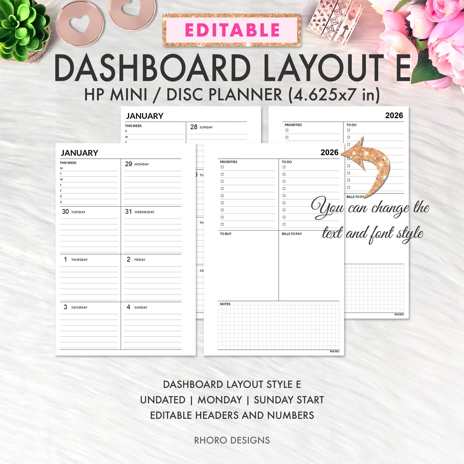 EDITABLE Happy Planner Mini Dashboard Layout Printable Insert, Mini ...