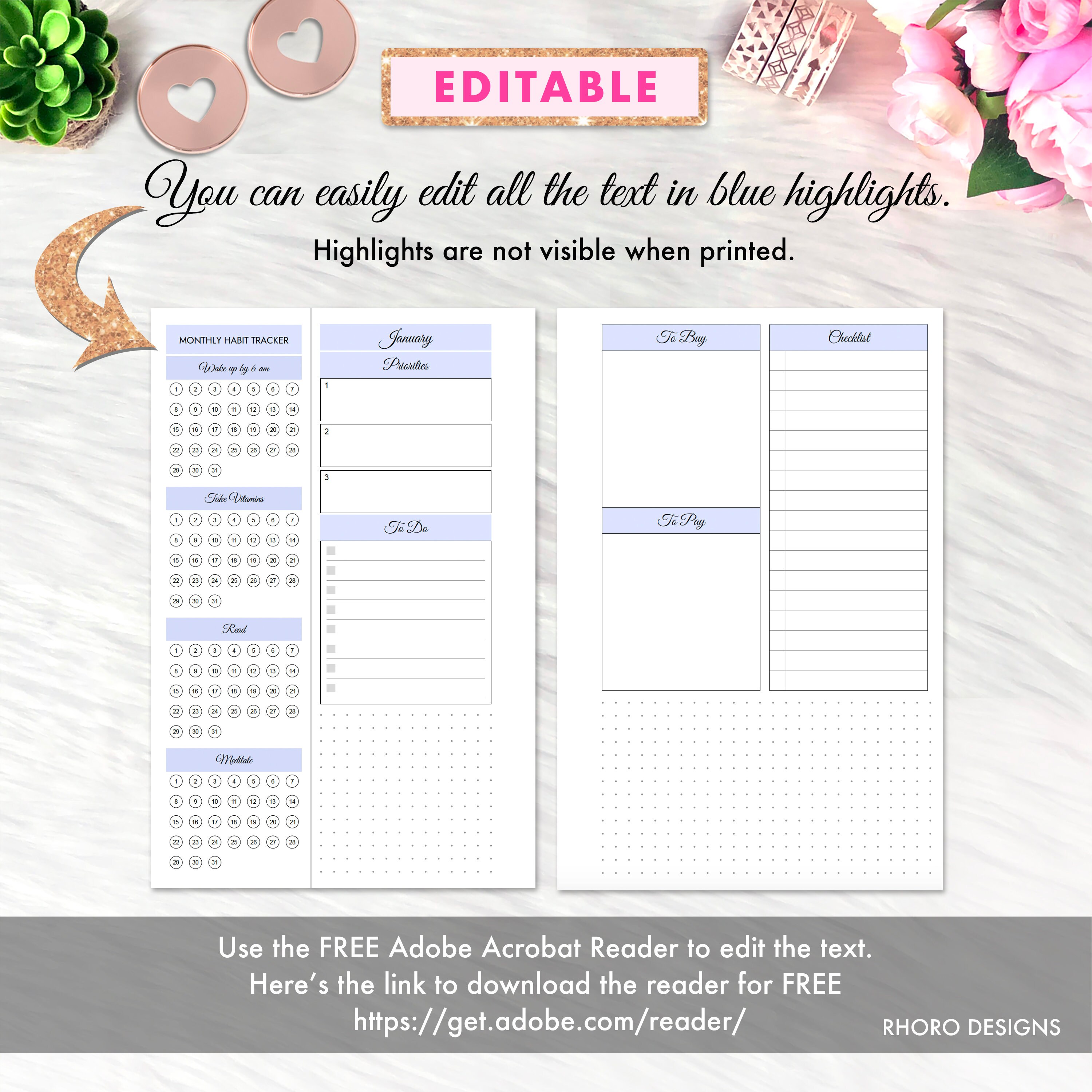 EDITABLE Mini Happy Planner Inserts, Happy Planner Printable Inserts ...