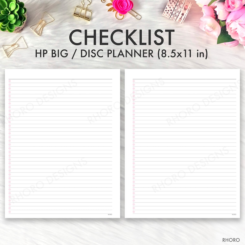 BIG Happy Planner CHECKLIST Printable Inserts to Do Big Happy - Etsy