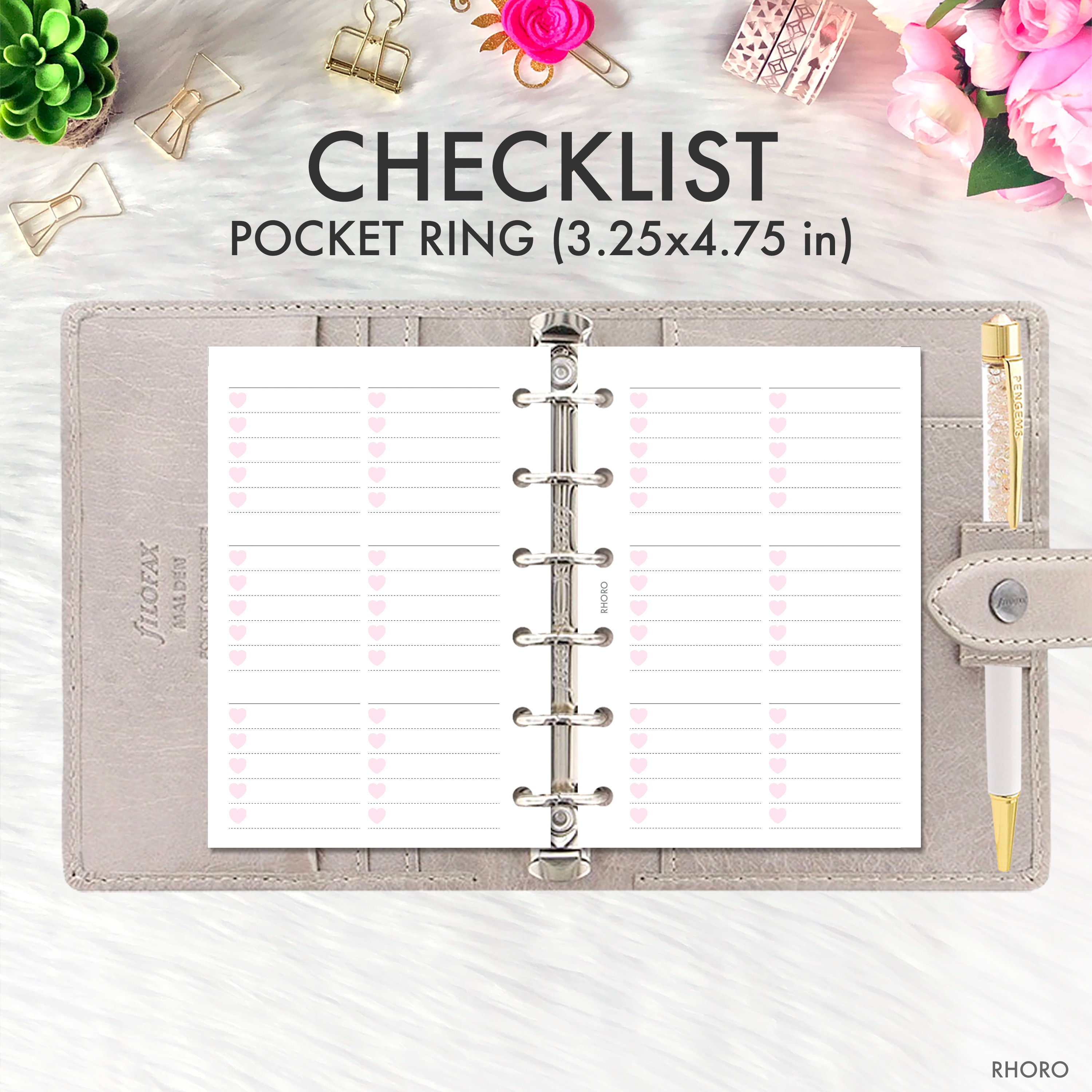POCKET RINGS Insert, Checklist Pocket Rings Printable Insert, Printable ...