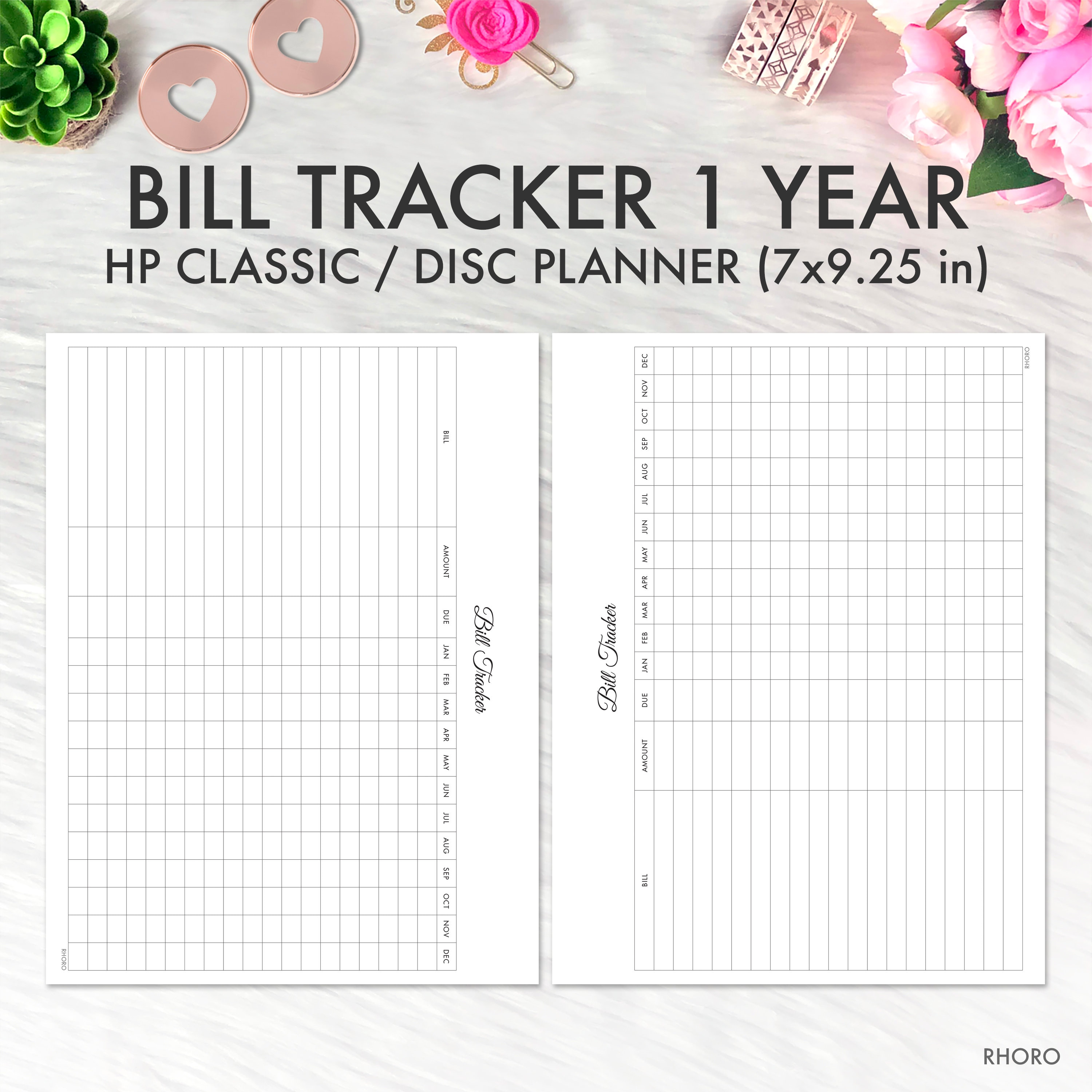 Happy Planner Bill Tracker Printable Insert Financial Planner - Etsy