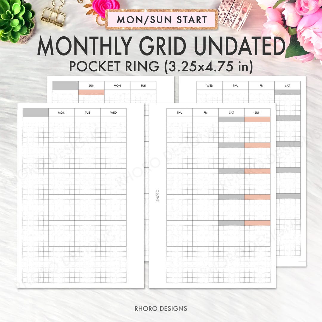 Pocket Ring Size Printable Insert Hobonichi Monthly Printable ...