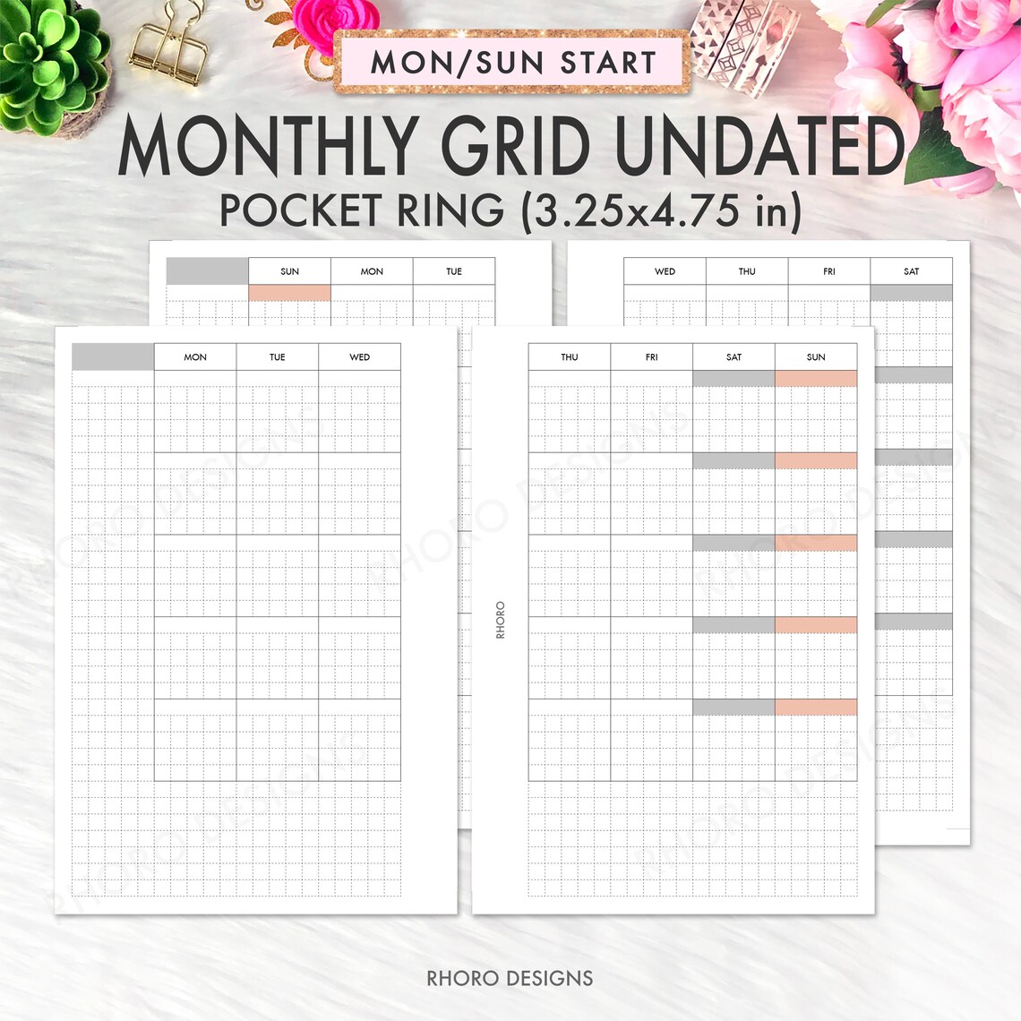 Pocket Ring Size Printable Insert Hobonichi Monthly Printable ...