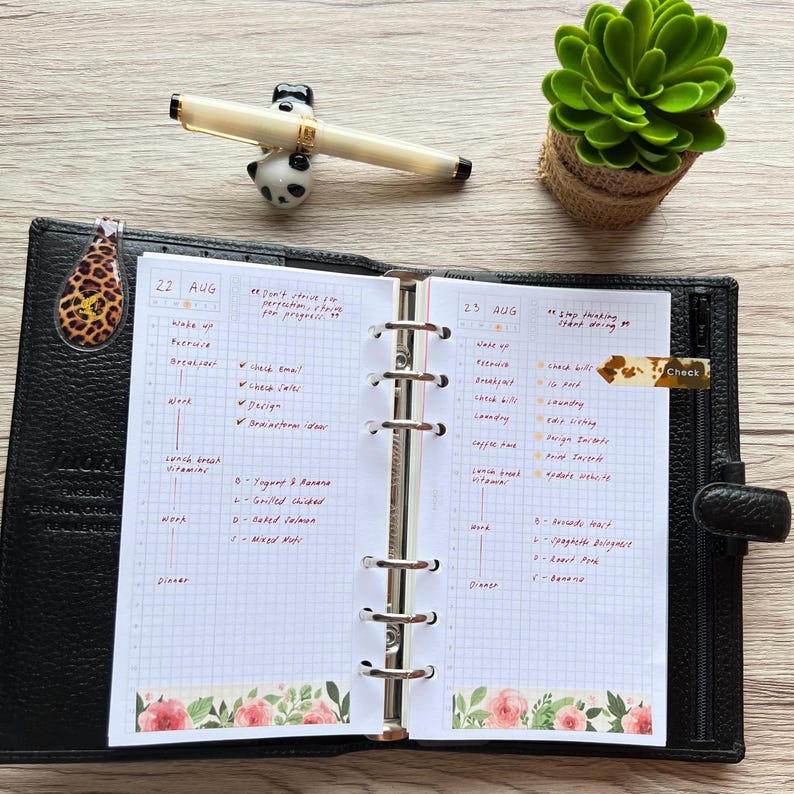 Personal Planner Inserts Printable, Daily Inserts, Daily Grid Time ...