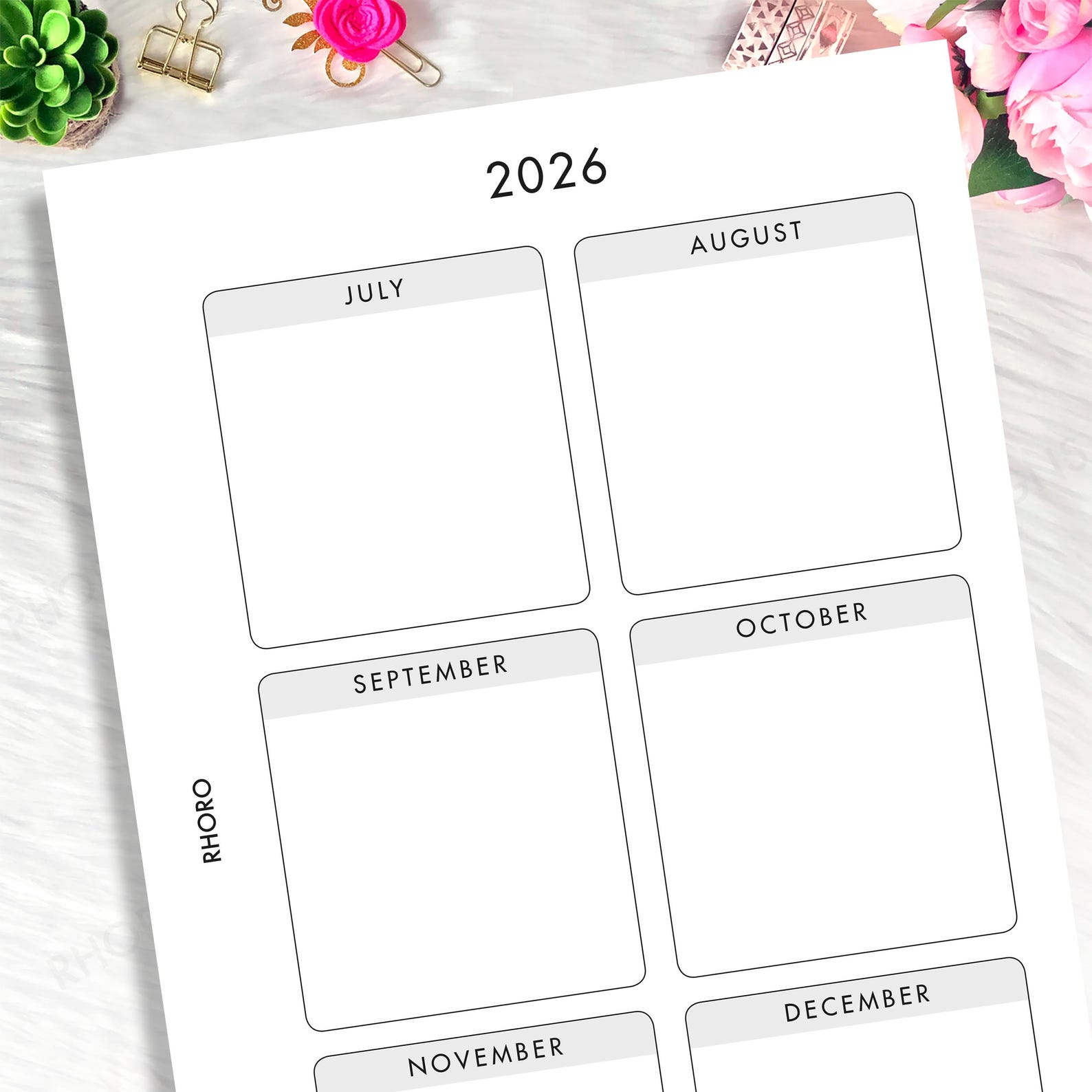 Pocket Ring Inserts Printable Calendar 2025 2026, Pocket Planner ...