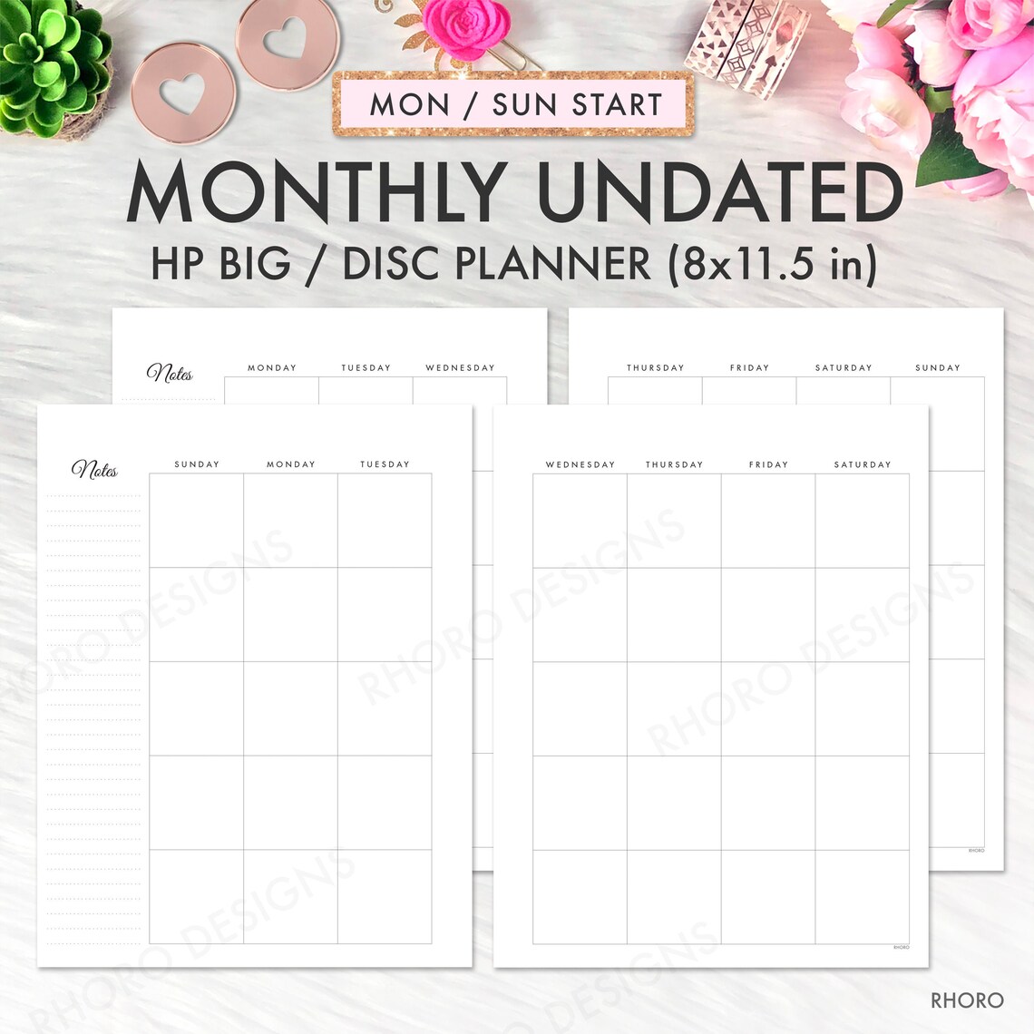 BIG HAPPY PLANNER Printable Insert, Monthly Undated, Happy Planner Big ...