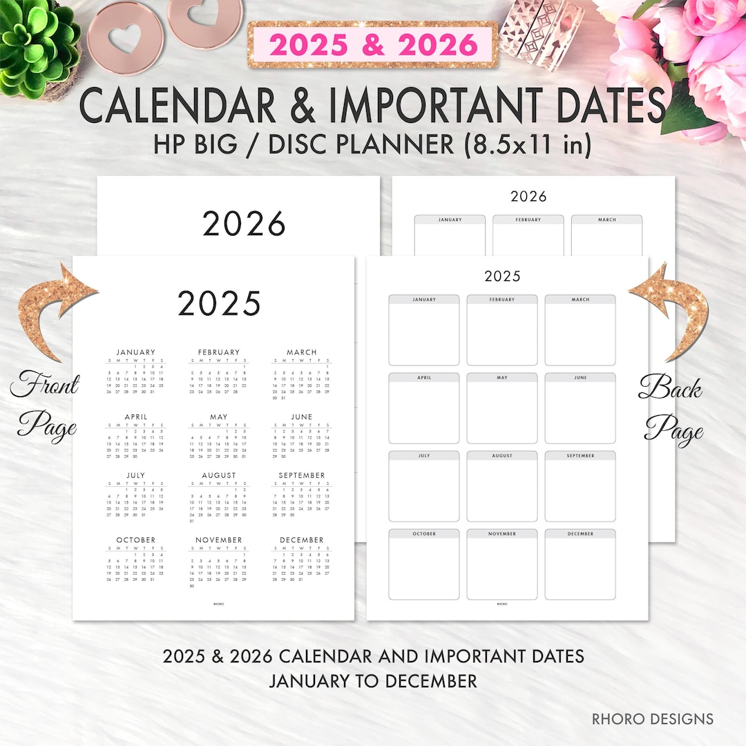 Happy Planner Big Calendar Printable Insert, 2025 2026 Calendar Happy ...