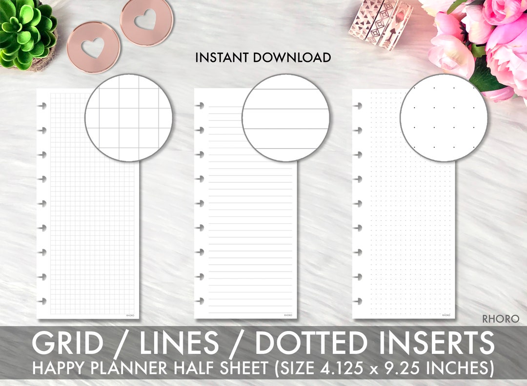 HALF SHEET Happy Planner Inserts, Happy Planner Inserts Printable ...