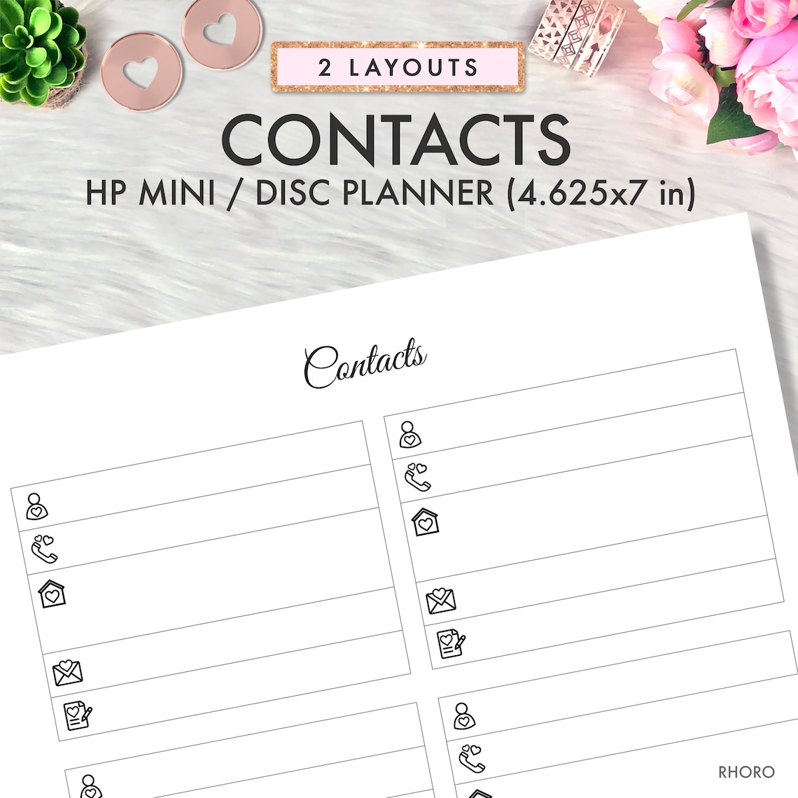 Happy Planner Mini CONTACTS Printable Insert, Contact Pages Address ...
