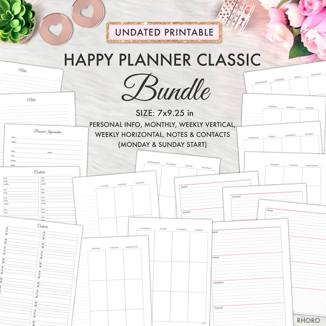 Happy Planner Printable Inserts, Happy Planner Bundle, Happy Planner ...