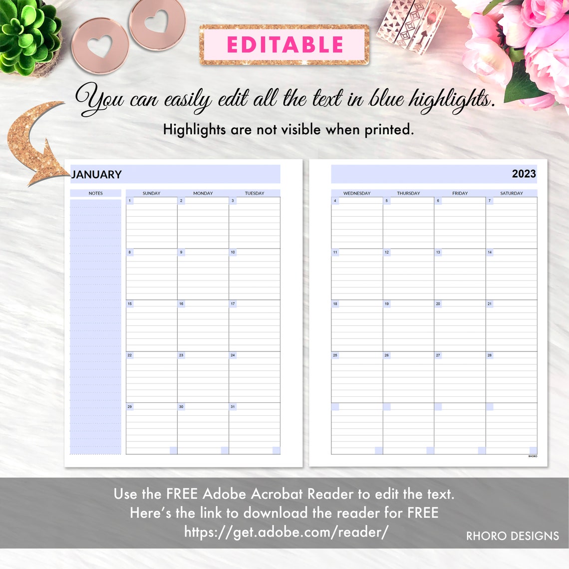 EDITABLE Happy Planner Big Inserts Monthly Lined Planner - Etsy