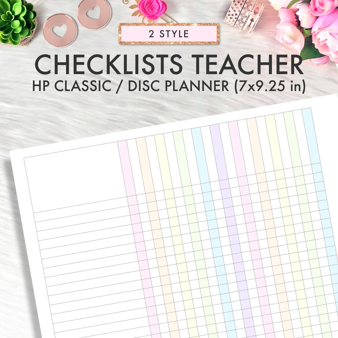 CLASSIC Happy Planner Classroom Checklist Printable Insert, Pastel ...
