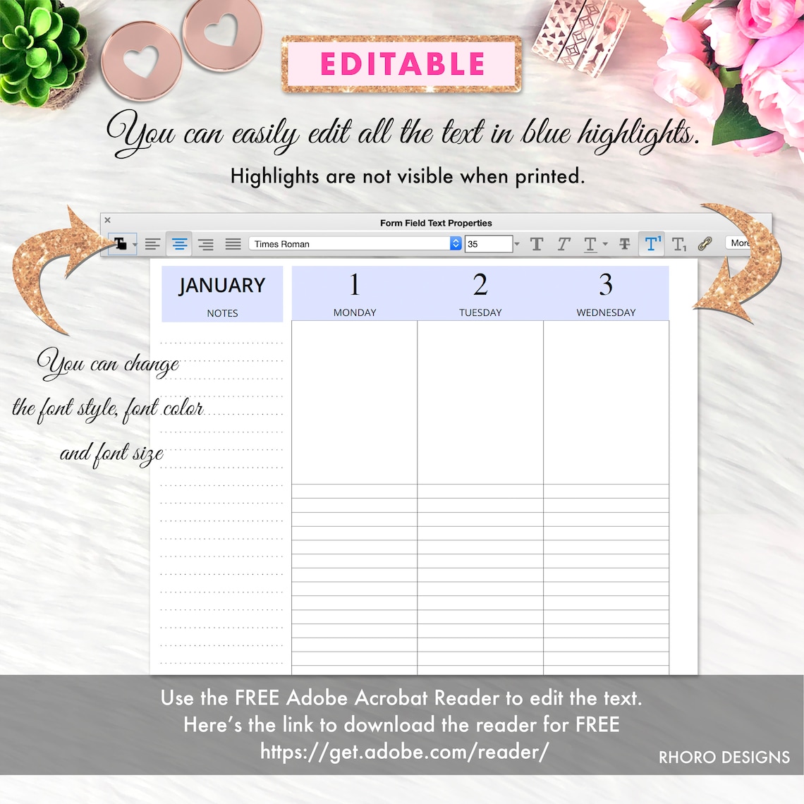 EDITABLE Big Happy Planner Printable Insert, Weekly Lined Vertical ...