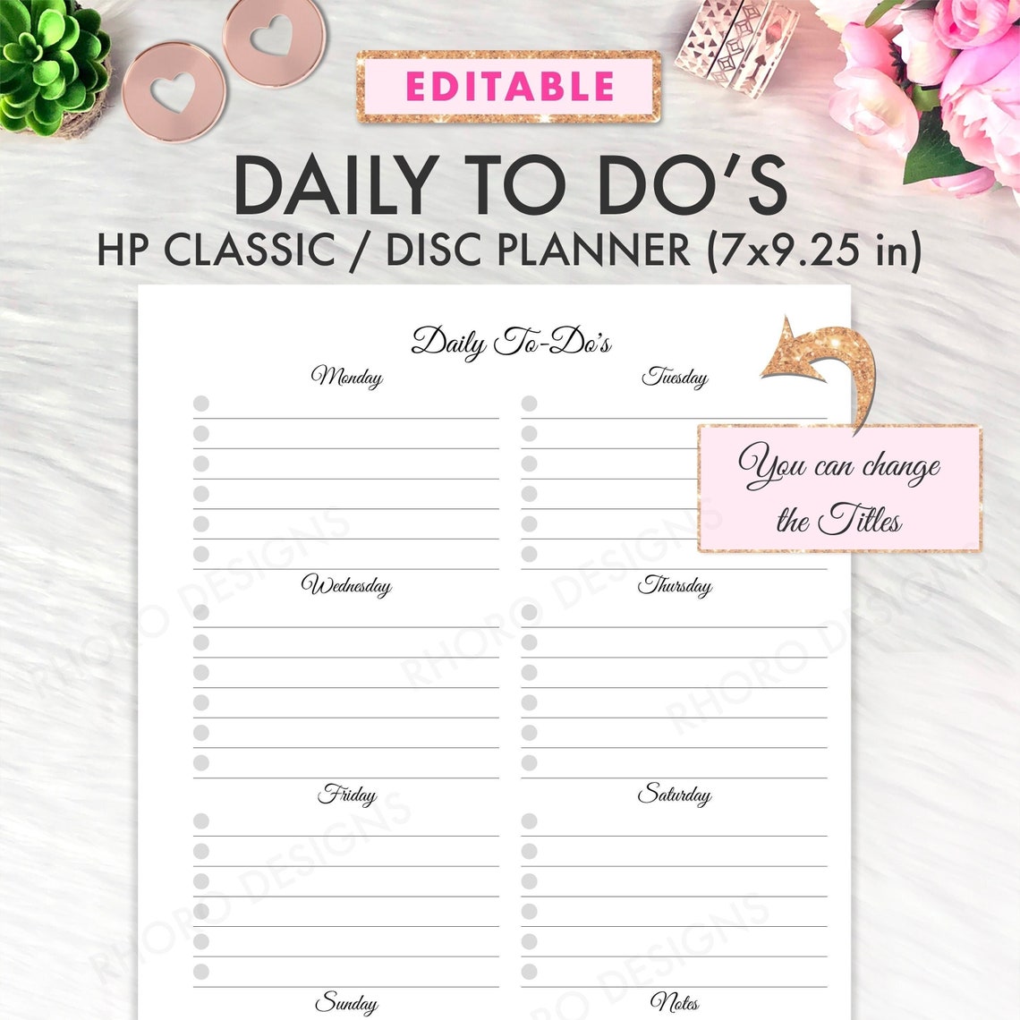 EDITABLE Happy Planner Printable Inserts Weekly Checklist - Etsy