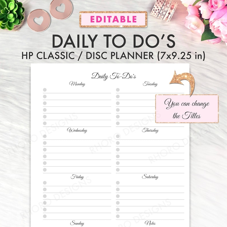 EDITABLE Happy Planner Printable Inserts Weekly Checklist - Etsy