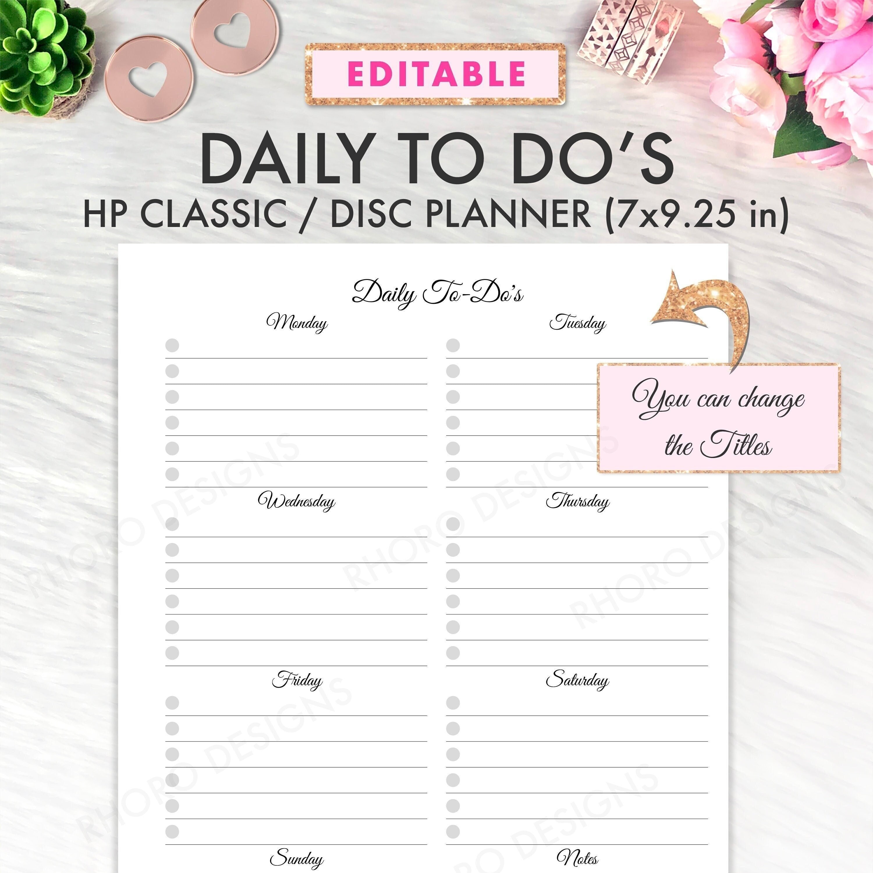 EDITABLE Happy Planner Printable Inserts, Weekly Checklist, Happy ...