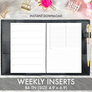 B6 Inserts Printable, B6 TN Weekly, B6 Travelers Notebook Inserts, B6 Inserts, Foxy Fix B6 TN ...