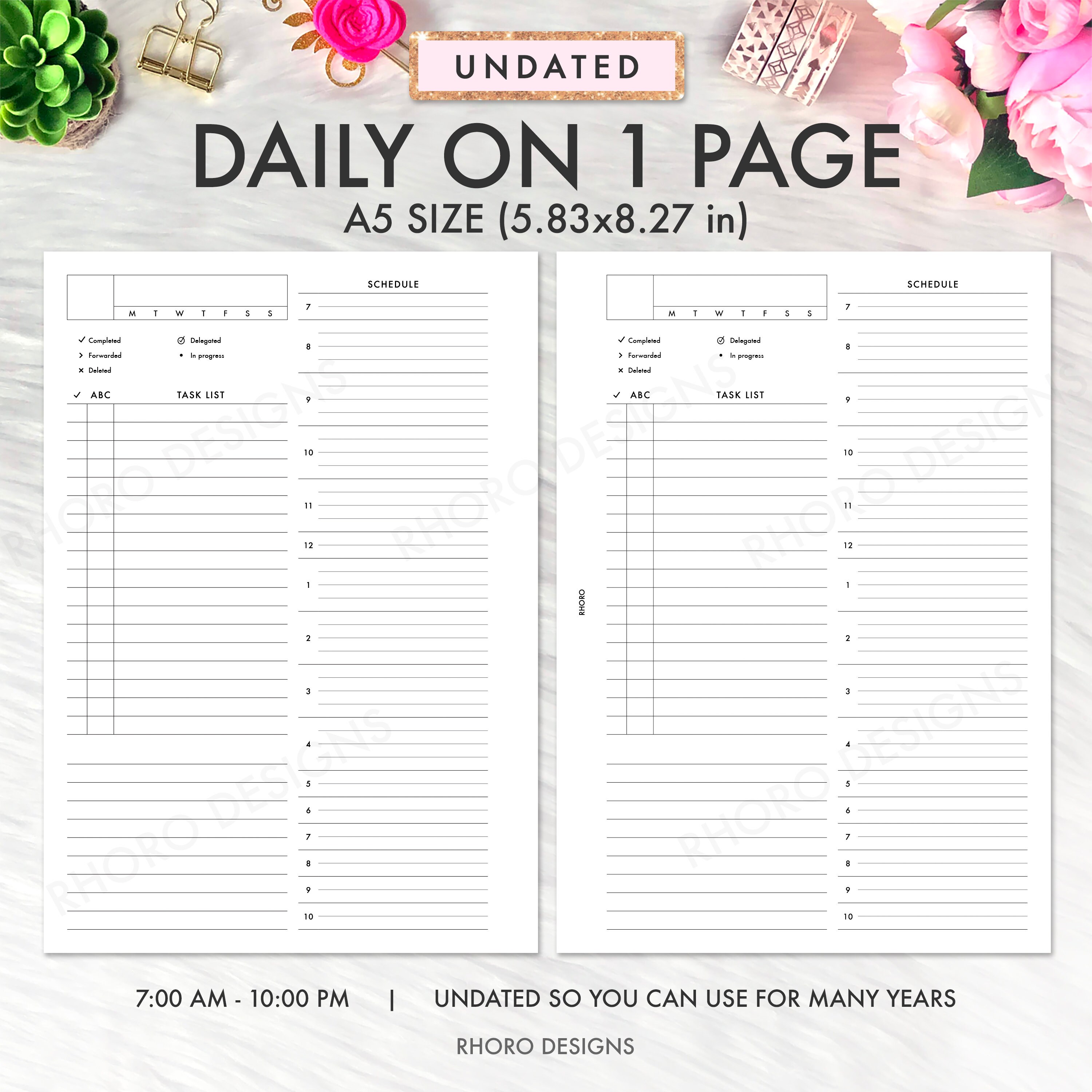 A5 Planner Inserts Printable A5 Daily Insert A5 Daily - Etsy