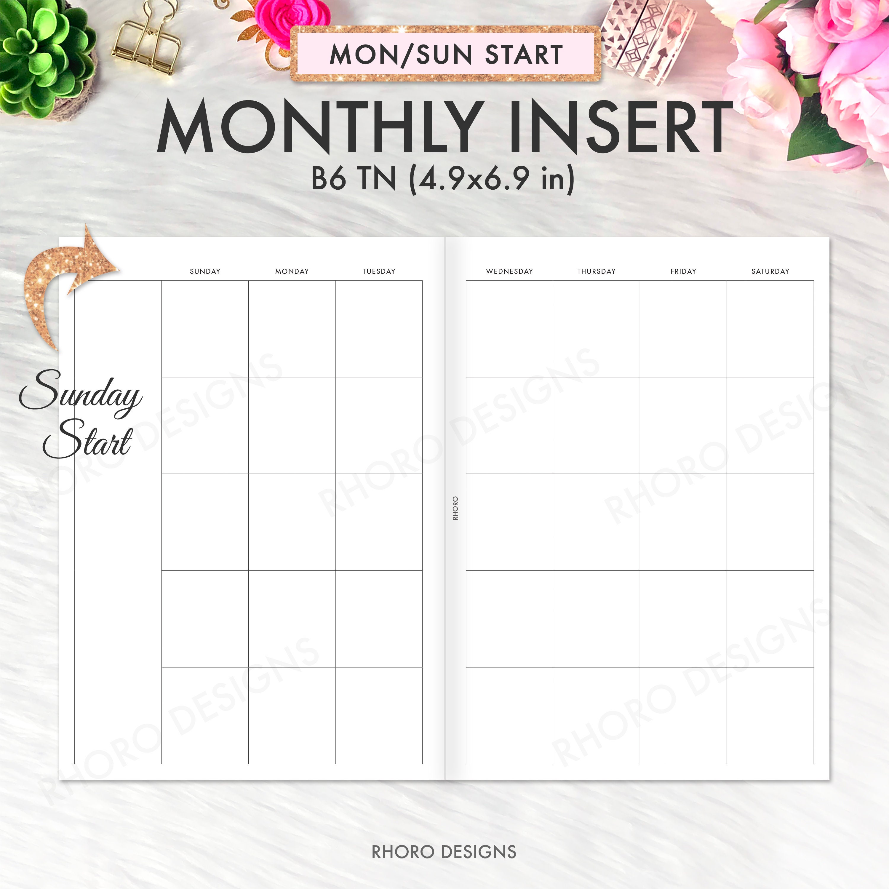 B6 TN Inserts B6 TN Printable Inserts B6 TN Monthly B6 - Etsy