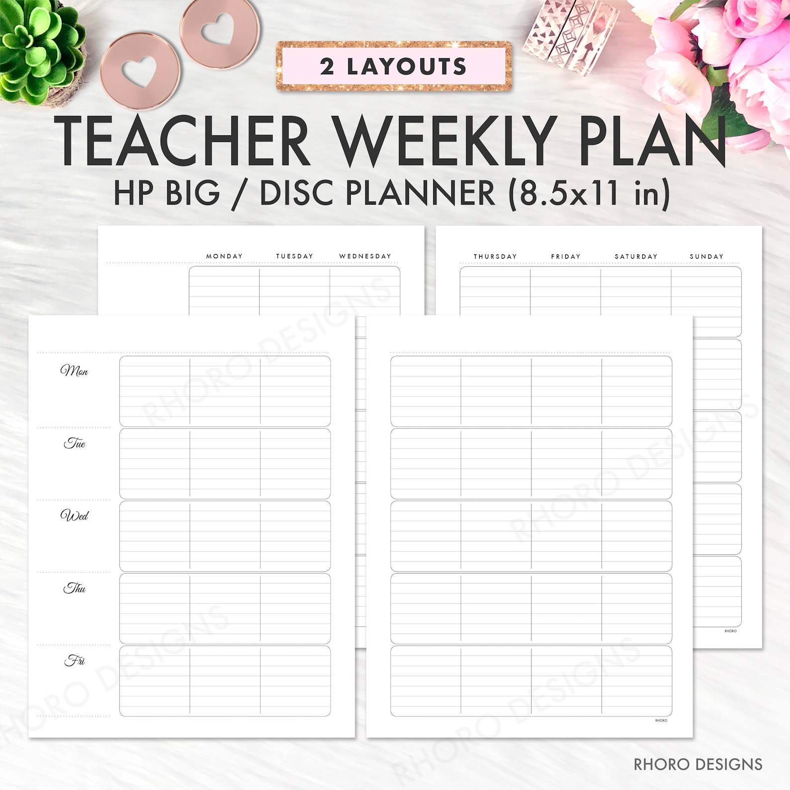Teacher Happy Planner Big Printable Insert, Teacher Weekly Plan Insert ...